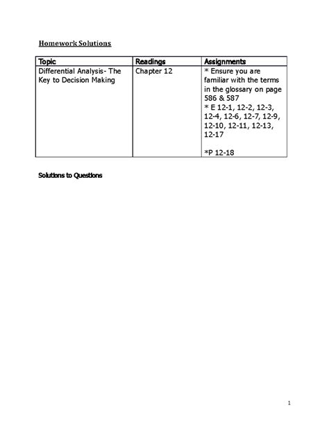 Chapter 12 Homework Solutions Homework Solutions Topic Readings