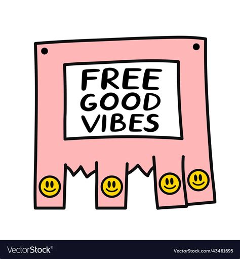 Good Vibes Only Quote Hand Drawn Cartoon Vector Image