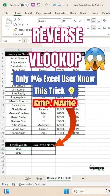 Only 1 Excel User Know This Vlookup Trick 💡 Excel Exceltips Shorts