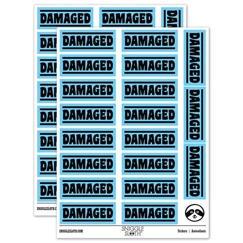 Damaged Bold Inspection Delivery Sticker Set Light Blue Gloss