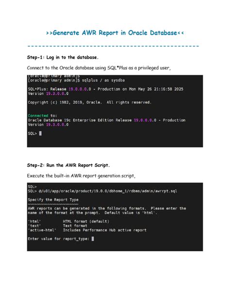 Generate An Awr Report In Oracle Database Pdf