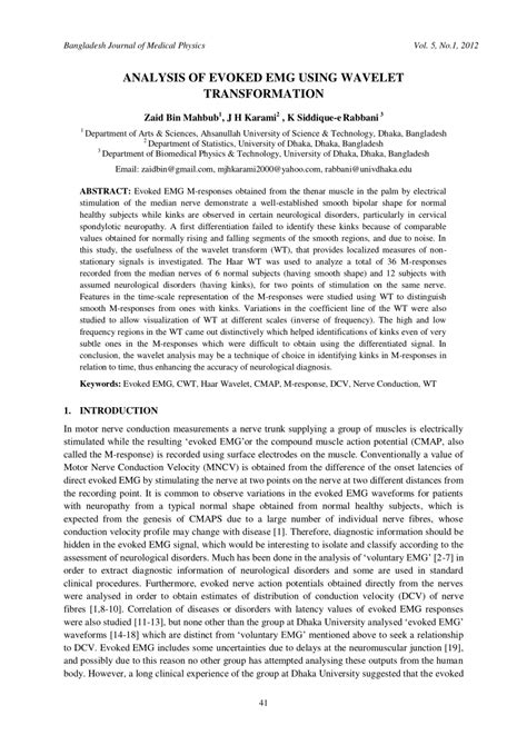 Pdf Analysis Of Evoked Emg Using Wavelet Transformation