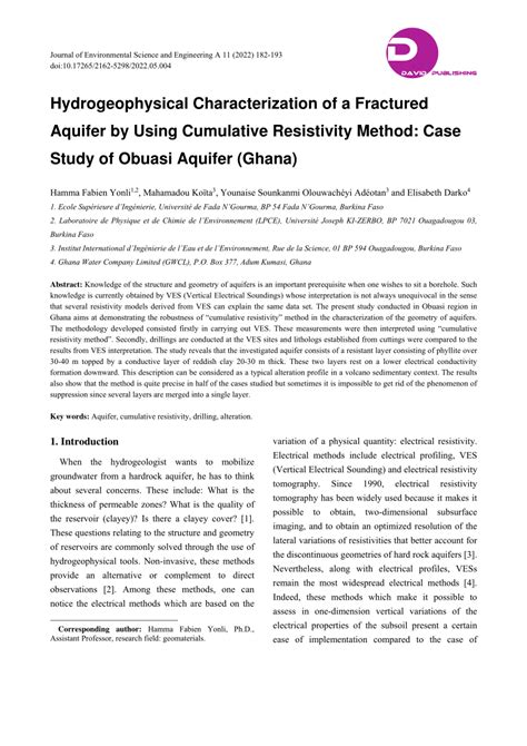 Pdf Hydrogeophysical Characterization Of A Fractured Aquifer By Using
