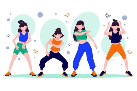 Free Vector Flat Hand Drawn Dance Fitness Steps Illustration With
