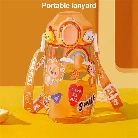 Mengniถ้วยพลาสติกลายการ์ตูนใส่ได้ทั้งชายหญิง ถ้วยพร้อมหลอดขวดน้ำพลาสติกลายการ์ตูนน่ารักสำหรับ