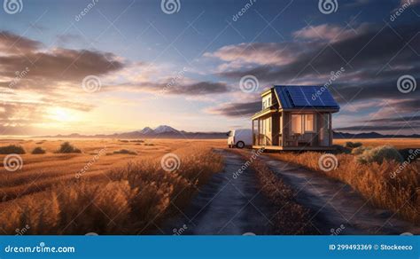 Serenity On Wheels A Tiny House Oasis With Solar Panels Stock