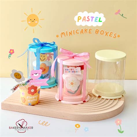 กล่องมินิเค้ก ใส พาสเทล 5 ใบ Bakerymakershop