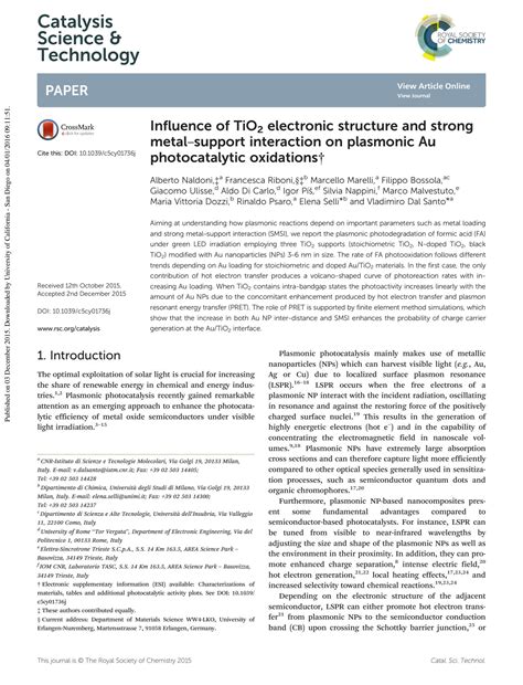 Solution Influence Of Tio2 Electronic Structure And Strong Metal