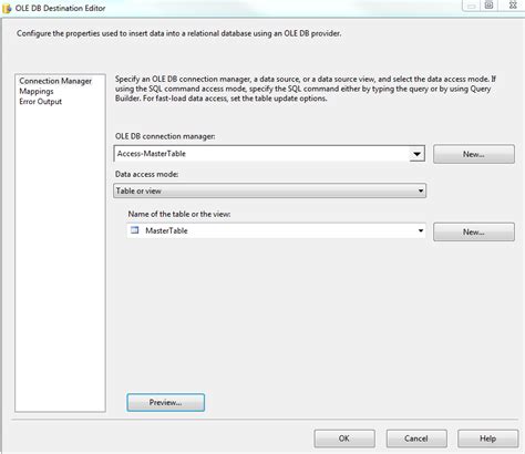 sql server ssis 2008 export sql data to access database 2010 table