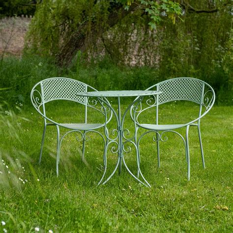 Contemporary Green Bistro Set Aquitaine Round Backed Sage