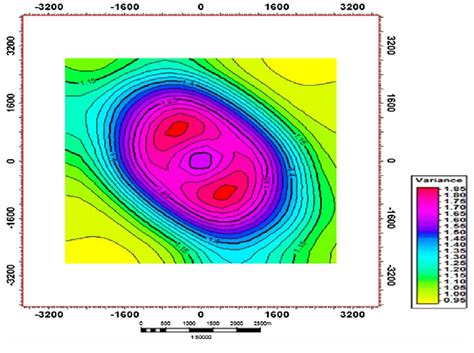 semi variogram map for the 3d flow unit model the less variance