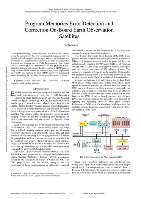 Pdf Program Memories Error Detection And Correction On Board Earth