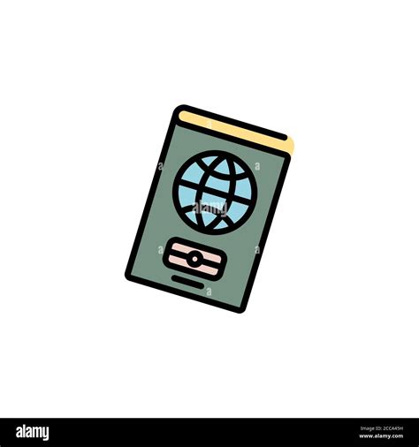 Passport Color Icon Thin Line Linear Outline Simple Sign Logo