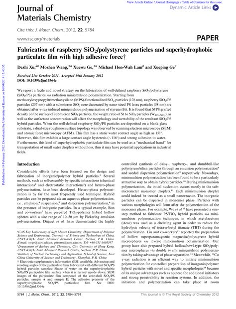 pdf fabrication of raspberry sio2 polystyrene particles and