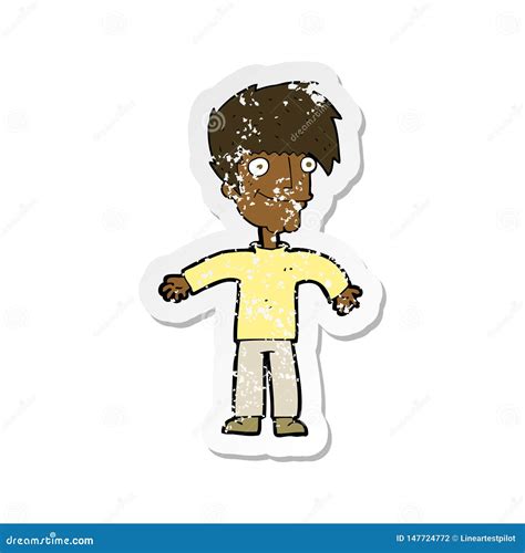 Pegatina Retro Angustiada De Un Hombre Feliz Ilustración Del Vector