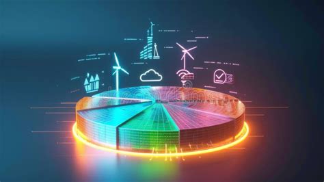 Futuristic Pie Chart With Digital Data Visualization Elements Stock