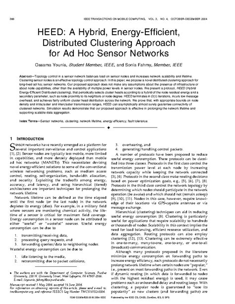 Heed Tmc04 Heed A Hybrid Energy Efficient Distributed Clustering Approach For Ad Hoc Sensor
