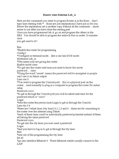 Router Esim Solution Lab Pdf Ip Address Router Computing