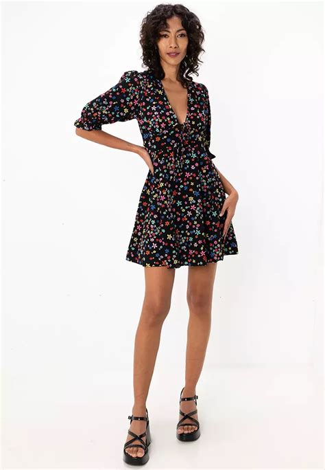 Buy Asos Design Tie Front Mini Tea Dress With Godets 2025 Online