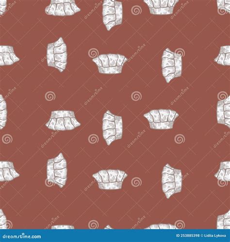High Chef Hat Engraved Seamless Pattern Kitchen Traditional Element In
