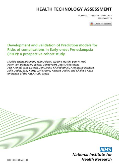 Pdf Development And Validation Of Prediction Models For Risks Of Complications In Early Onset