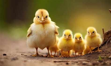 Group Of Little Chicks Standing Together Stock Illustration