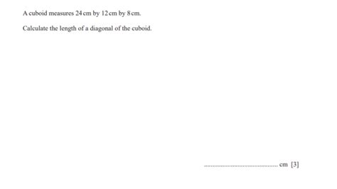 Pythagoras In 2d And 3d Past Paper Questions For Igcse Cambridge 0580