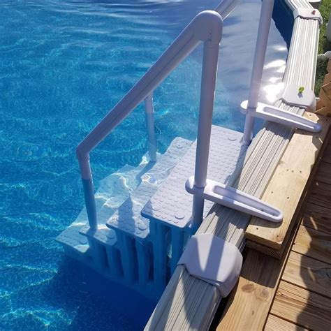 XtremepowerUS 32 In Plastic Pool Safety Ladder 4 Step Deck Stairs For