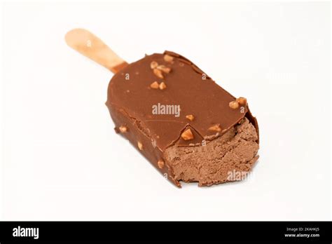 Chocolate Ice Cream Stick Coated And Covered With A Layer Of Dark