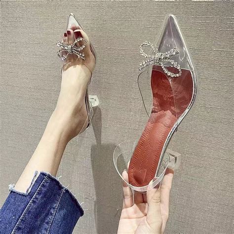 Jual High Heels Perempuan Fashion Elegant Sendal Transparan Wanita Hak