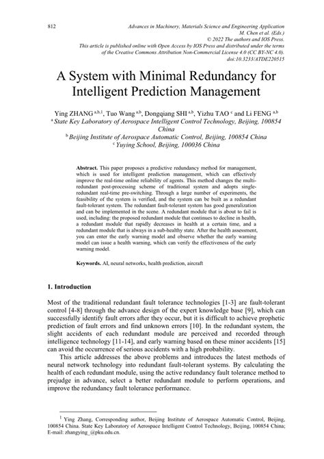 Pdf A System With Minimal Redundancy For Intelligent Prediction Management