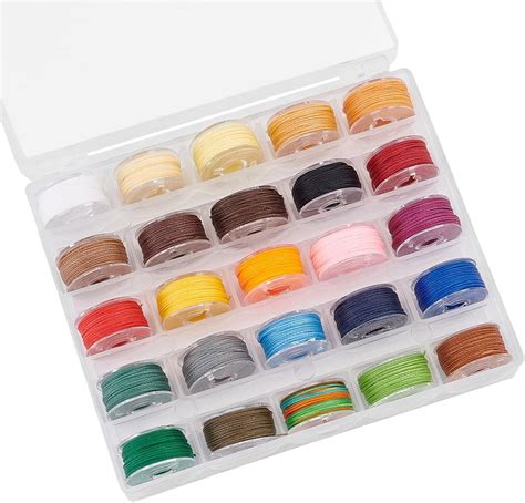 273 Yards 250m 25 Colors Bonded Round Waxed Threads 0 5mm 3 Ply Thread