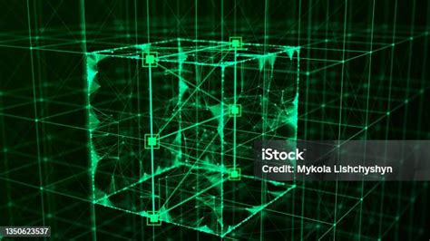 기술 블록 체인 네트워크 연결 빅 데이터 시각화 사이버 보안 배경 블록으로 구성된 큐브입니다 3d 렌더링 블록체인에 대한 스톡 사진 및 기타 이미지 Istock