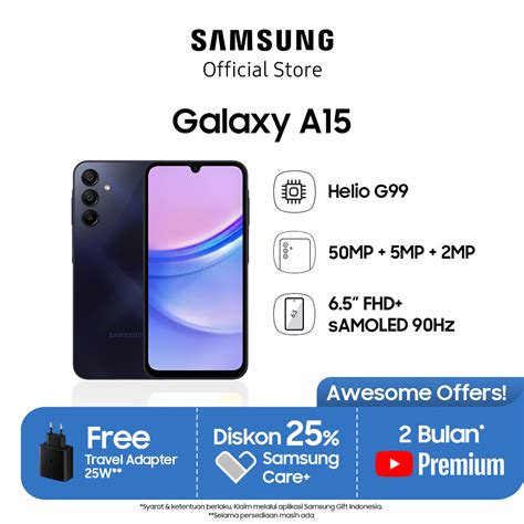 Promo Samsung Galaxy A15 Lte Smartphone 8128gb Travel Adaptor 25w