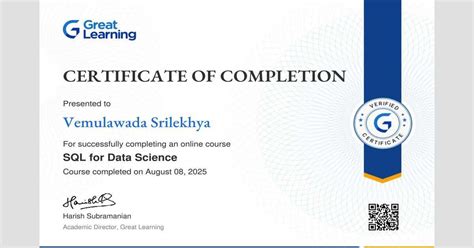 Earned Data Science Certificate Shared Sql Project Vemulawada
