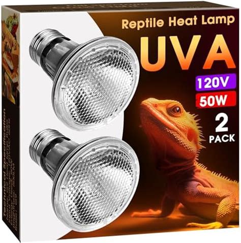 Amazon.com: Reptile Heat Bulb [2 Pack], Reptile Light Bulbs 50W UVA UVB ...