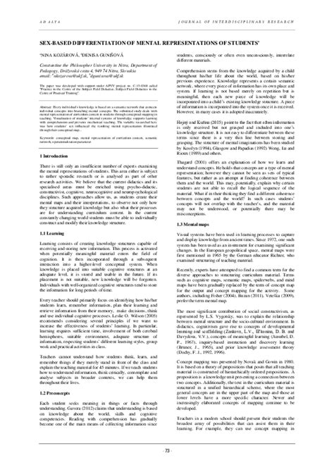Pdf Sex Based Differentiation Of Mental Representations Of Students