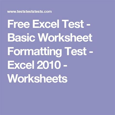 Free Excel Test Basic Worksheet Formatting Test Excel Worksheets Excel Worksheets