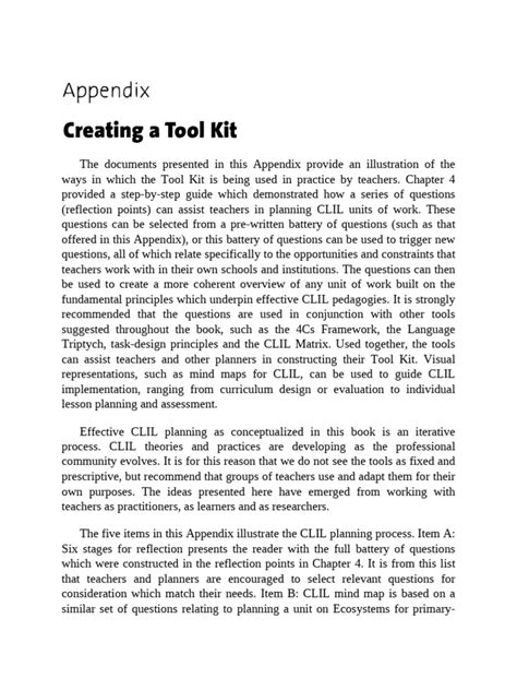 Clil Coyle Creating A Tool Kit Pdf Lesson Plan Teachers
