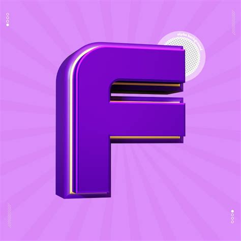 Premium PSD 3d Render Letter F Font Purple