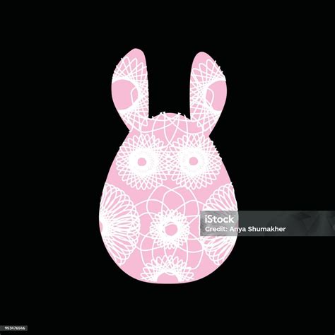부활절 설계 및 카드의 특별 한 토끼 밝은 추상 패턴으로의 토끼 실루엣 벡터 일러스트 검은 배경에 고립입니다 기이함에 대한 스톡 벡터 아트 및 기타 이미지 Istock