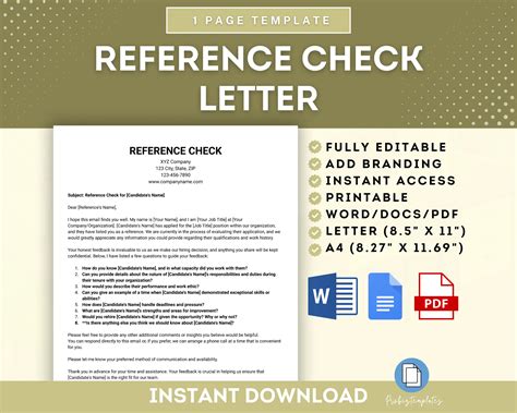 Reference Check Letter Template Probiztemplates