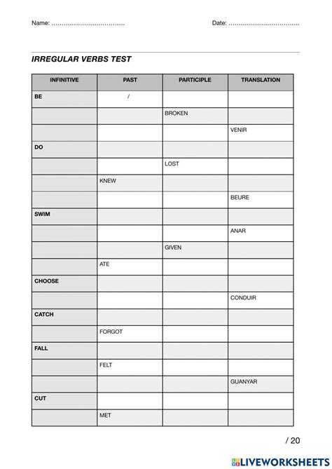 2300753 Irregular Verbs Patsy8 Liveworksheets