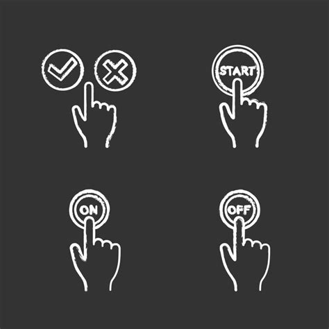 App Buttons Chalk Icons Set Click Accept And Decline Start Turn On