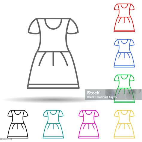 Vetores De Vestido Ícone Estilo Multi Cor Linha Fina Simples Vetor Do