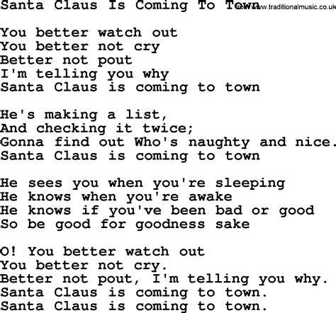 Willie Nelson Song Santa Claus Is Coming To Town Lyrics