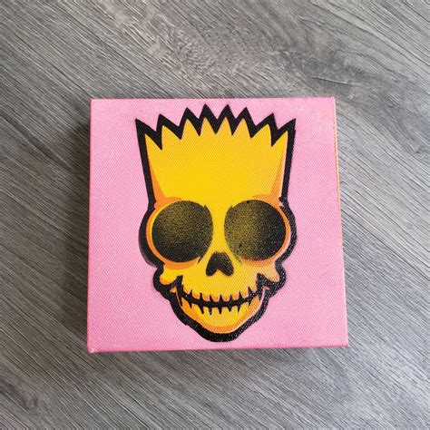 Bart Skull Head 6 X 6 In Canvas Canvasbychris