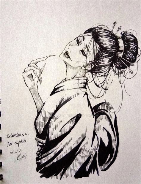 [inktober2017] 01 Ao Nyobo By Allys San On Deviantart