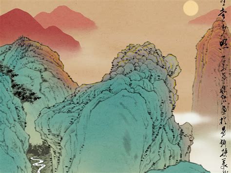 数字青绿山水金台夕照 纪保超 站酷ZCOOL