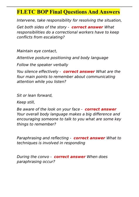 FLETC BOP Final Questions And Answers FLETC BOP Stuvia US